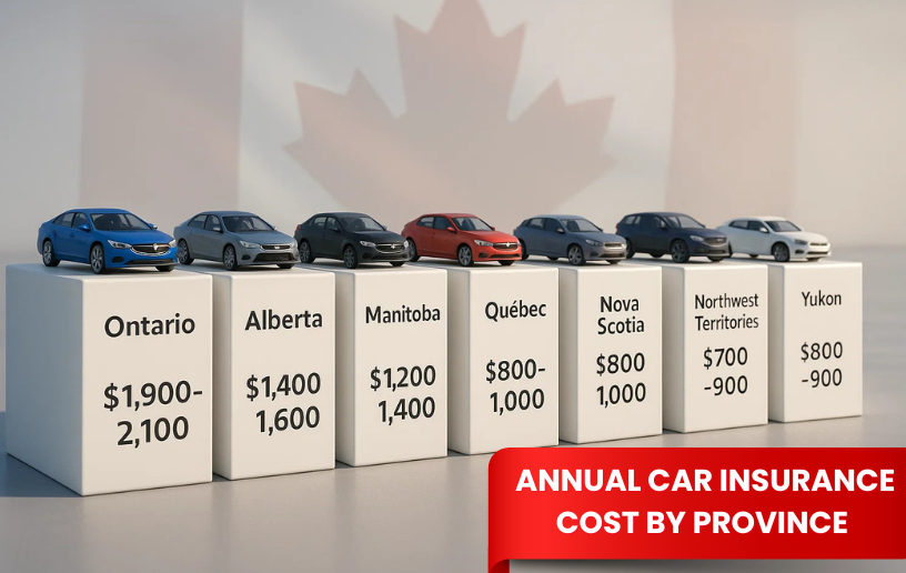 Annual Car Insurance Cost by Canadian Province